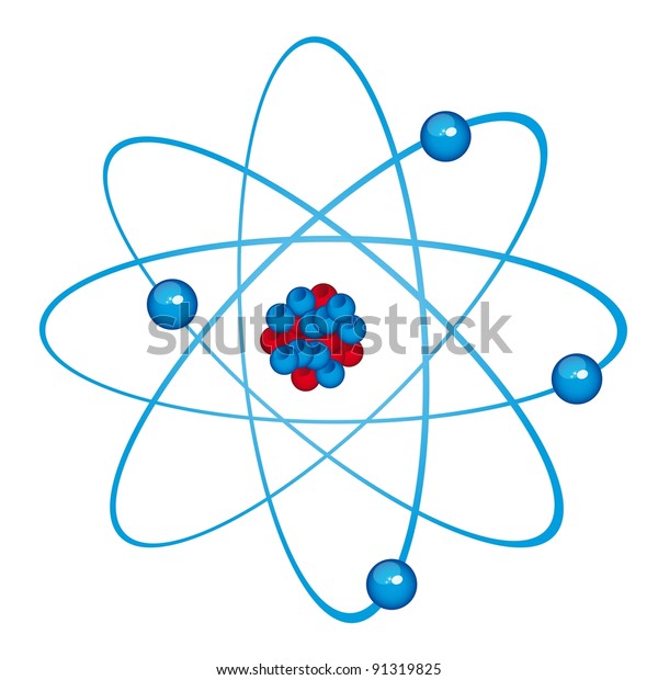 Blue Atom Isolated Over White Background Stock Vector (Royalty Free ...