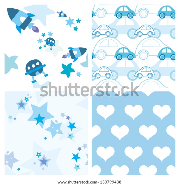 Blue Baby Seamless Patterns Stock Vector (Royalty Free) 133799438