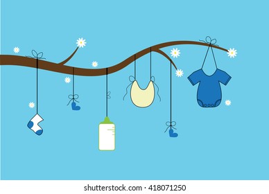 Blue Baby Shower Stock Vector (Royalty Free) 418071250 | Shutterstock