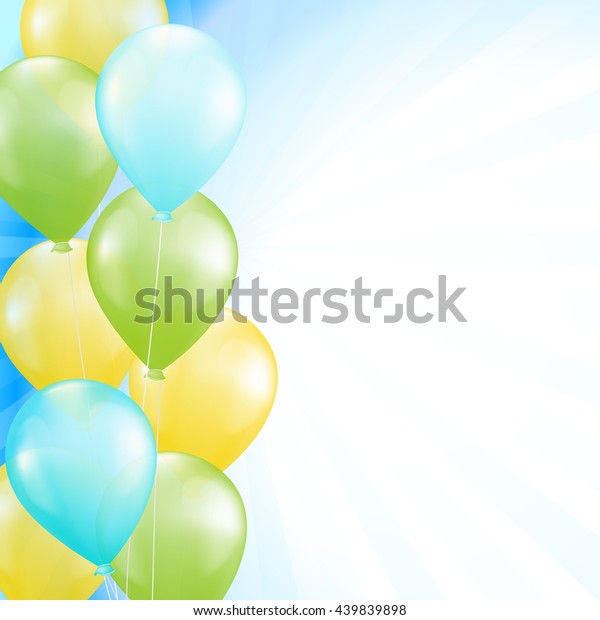 Blue Background Bright Balloons Border Vector Stock Vector (Royalty ...
