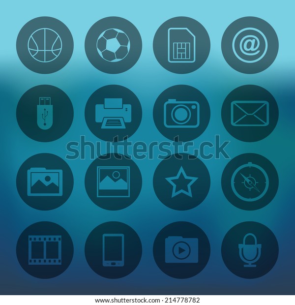 Blue Background Circle Mobile Phone Icons Stock Vector (Royalty Free ...