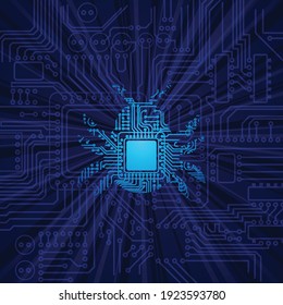 Blue Background Circuit Board Digital Bug Stock Vector (Royalty Free ...
