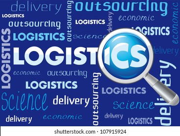 Blue Background On Logistics Words Fonts Stock Vector (Royalty Free ...