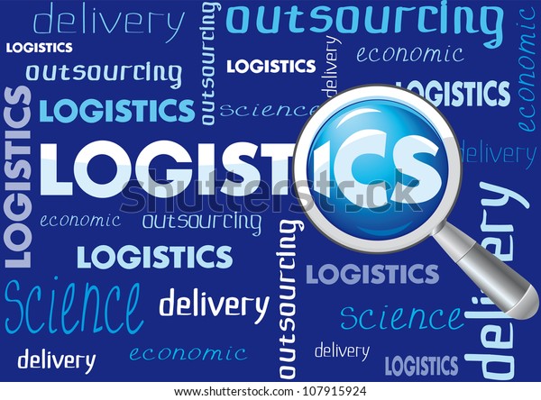 Blue Background On Logistics Words Fonts Stock Vector (Royalty Free ...