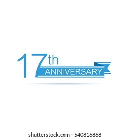 Blue Banner 17th Anniversary Vector Design Stock Vector (Royalty Free ...