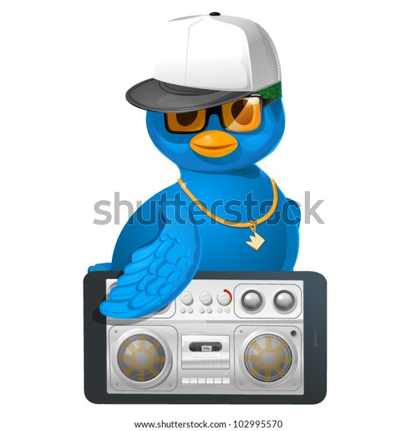 Blue Bird Vector Cartoon Character Rapper Stock Vector (Royalty Free ...