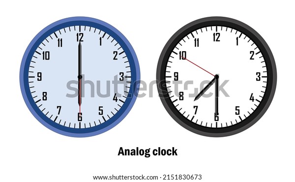 Blue Black Color Analog Clock Time0600 Stock Vector (Royalty Free ...