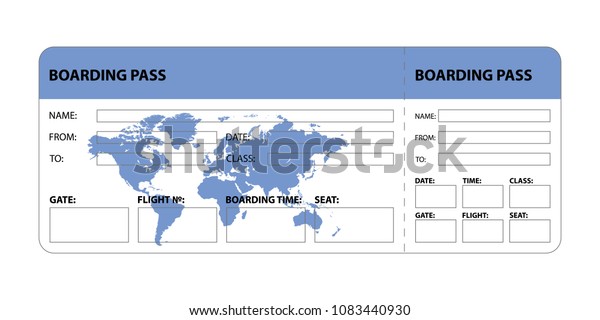 Blue Boarding Pass Isolated On White Stock Vector (Royalty Free) 1083440930