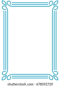 Blue Simple Vector Vintage Border Frame Stock Vector (Royalty Free ...