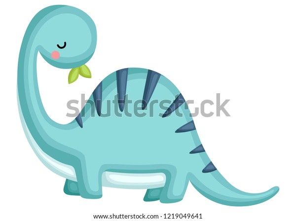 Blue Brachiosaurus Looking Behind His Back Stok Vektör (Telifsiz ...