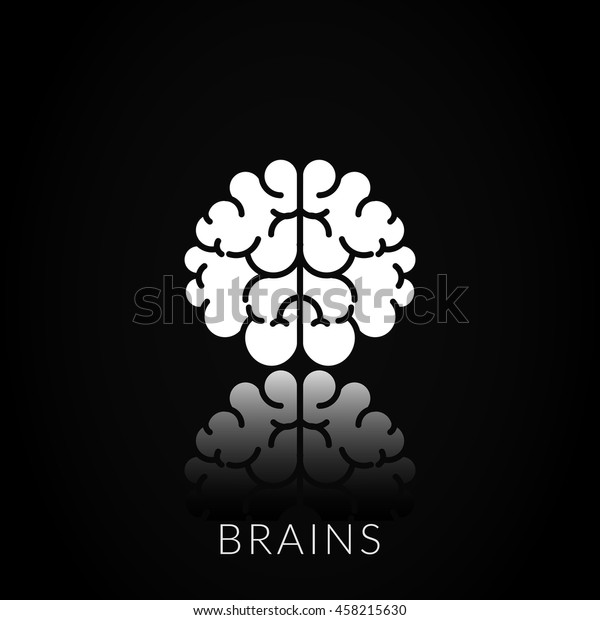 Blue Brain Icon Reflacted On Black Stock Vector (Royalty Free ...
