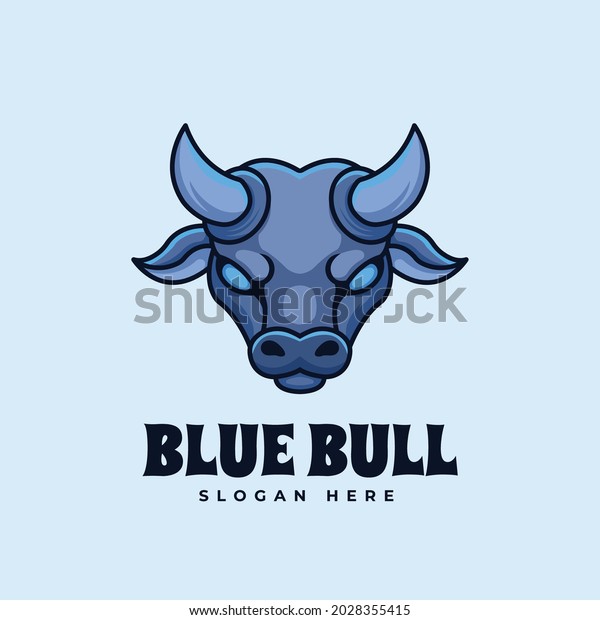 Blue Bull Creative Mascot Logo Cartoon Stock Vector (Royalty Free ...