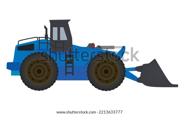 Blue Bulldozer Tractor Vector Illustration Stock Vector (Royalty Free ...