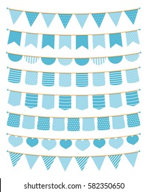 Blue Bunting Design Elements Decoration Greetings Stock Vector (Royalty ...