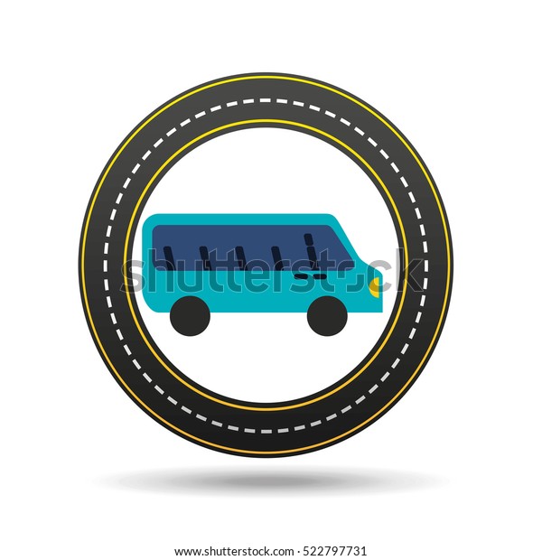 Blue Bus Circle Road Way Design Stock Vector (Royalty Free) 522797731 ...