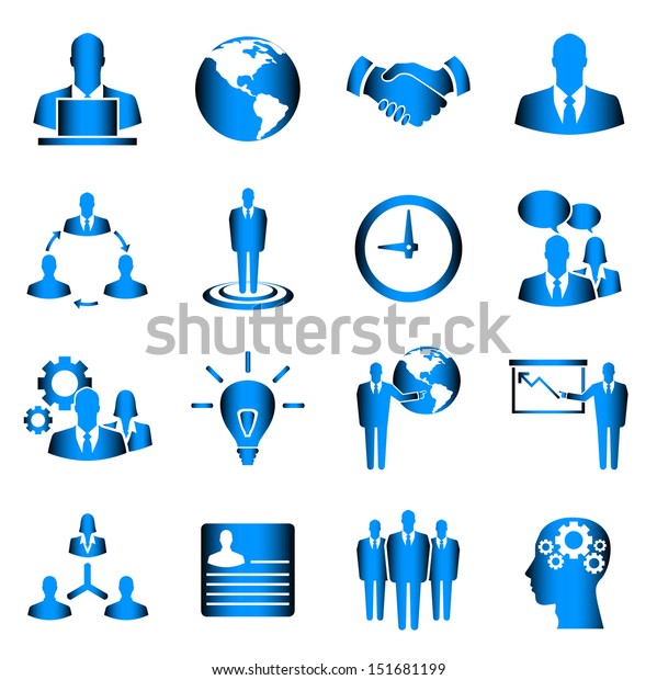 Blue Business Vector Icon Set On Stock Vector (Royalty Free) 151681199