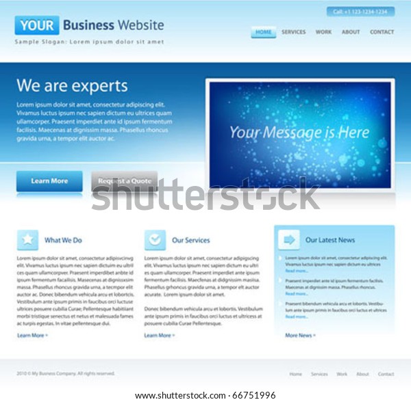 Blue Business Website Template Home Page Stock Vector (Royalty Free ...