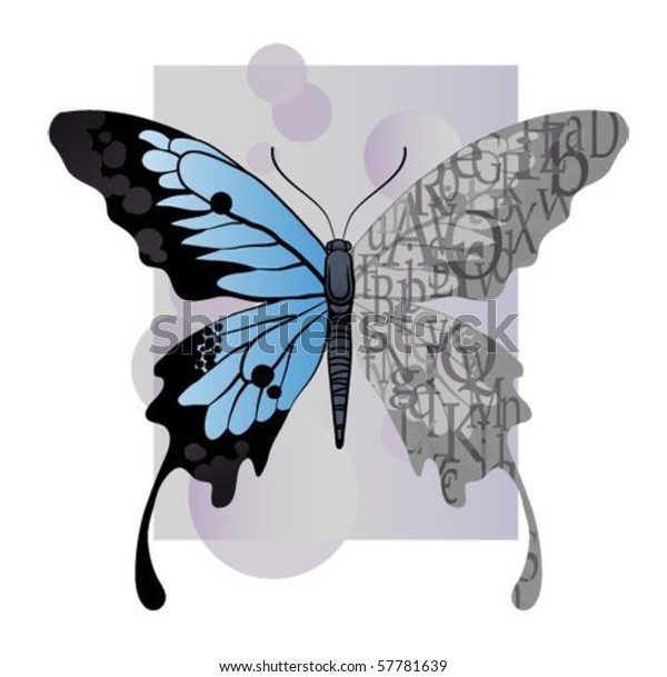 Blue Butterfly Letters Stock Vector (Royalty Free) 57781639 | Shutterstock