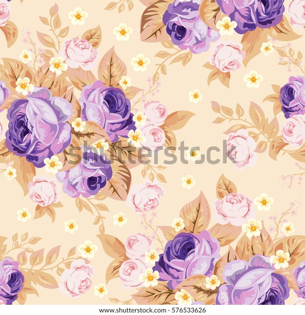 Blue Cabbage Roses Small White Flowers: vector de stock (libre de ...