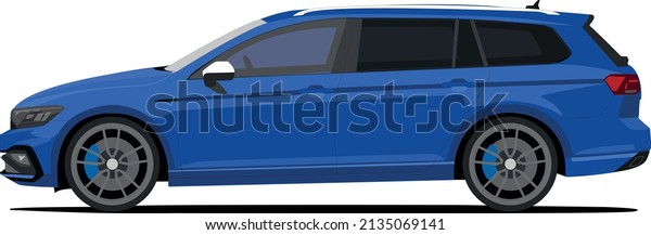 Blue Car Side View Vector Stock Vector (Royalty Free) 2135069141 ...