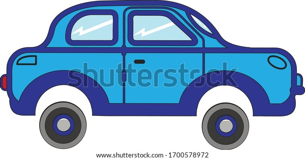 Blue Car White Background Cartoon Car Stock Vector (Royalty Free ...