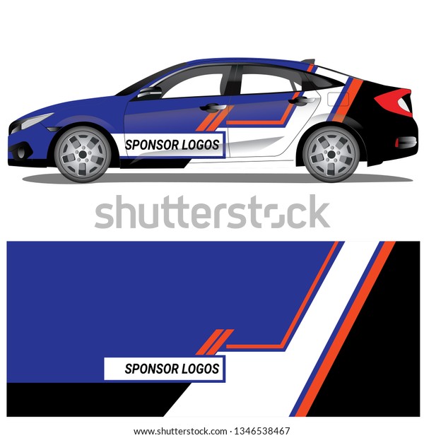Blue Car Wrap Racing Graphic Design Stock Vector (Royalty Free ...