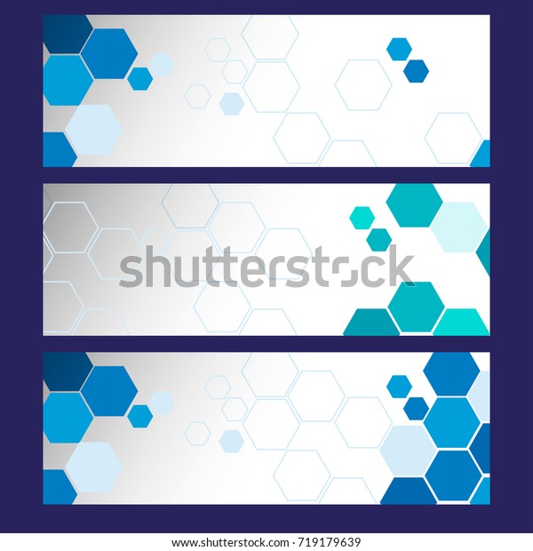Blue Card Templates Hexagons Stock Vector (Royalty Free) 719179639 ...