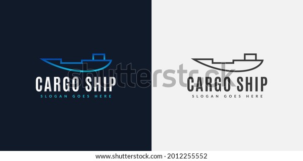 Blue Cargo Ship Logo Design Stock Vector (Royalty Free) 2012255552 ...