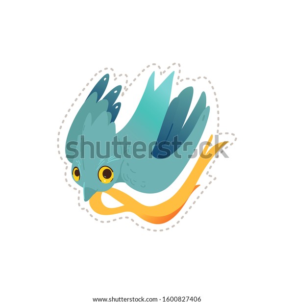 Blue Cartoon Bird Flying Down Holding Stock Vector (Royalty Free ...