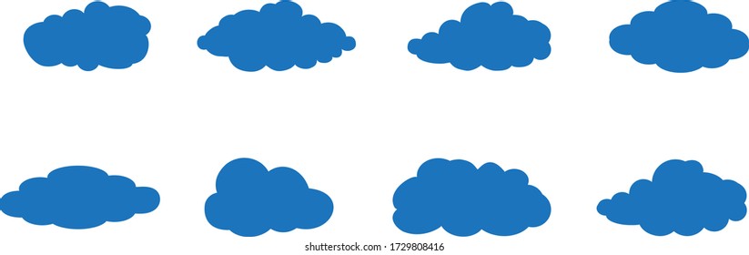 Blue Cartoon Clouds Set Isolated On Stock Vector (Royalty Free ...