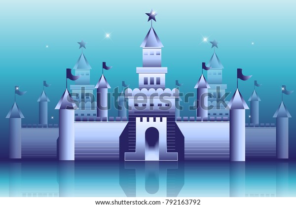 Blue Castle Illustration Background Stock Vector (Royalty Free) 792163792