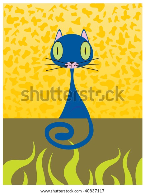 Blue Cat Illustration Funny Blue Cat Stock Vector (Royalty Free ...
