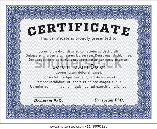Blue Certificate Detailed Linear Background Good Stock Vector (Royalty ...