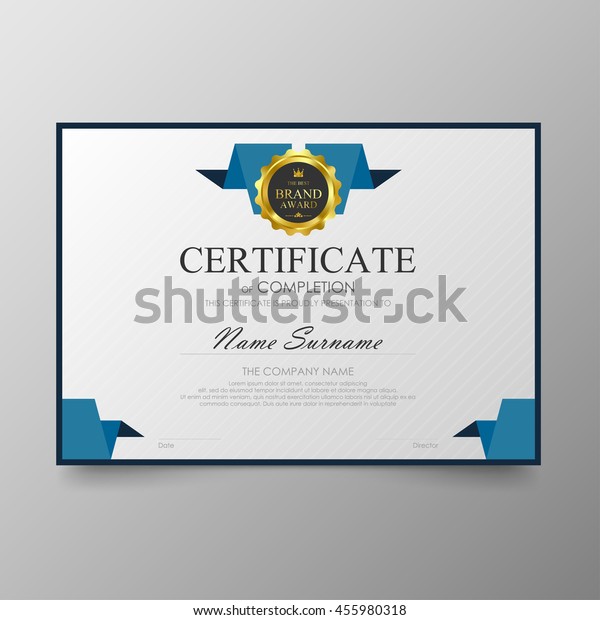 Blue Certificate Template Awards Diploma Background Stock Vector ...