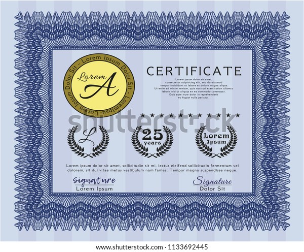 Blue Certificate Template Easy Print Vector Stock Vector (Royalty Free ...
