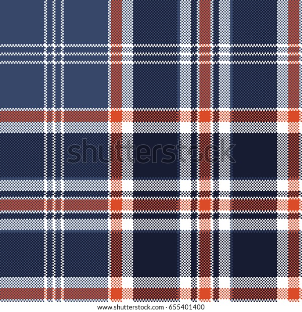 Blue Check Fabric Texture Pixel Seamless Stock Vector (Royalty Free ...