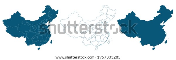 Blue China Map Flat Vector Hd Stock Vector (Royalty Free) 1957333285 ...