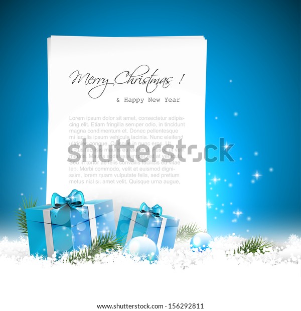 Blue Christmas Greeting Card Gift Boxes Stock Vector (Royalty Free ...