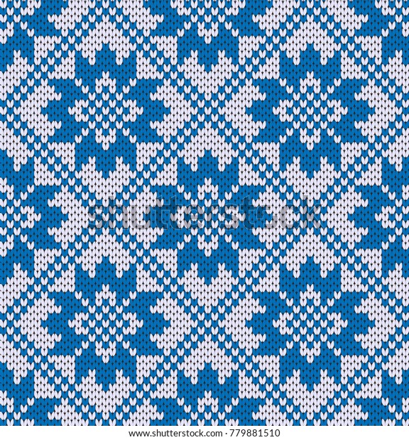 Blue Christmas Knit Vector Seamless Pattern Stock Vector (Royalty Free ...