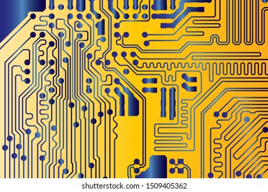 Blue Circuit Board Vector Illustration Yellow Stock Vector (Royalty ...