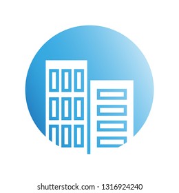 Blue City Building Circle Shape Icon Stock Vector (Royalty Free ...