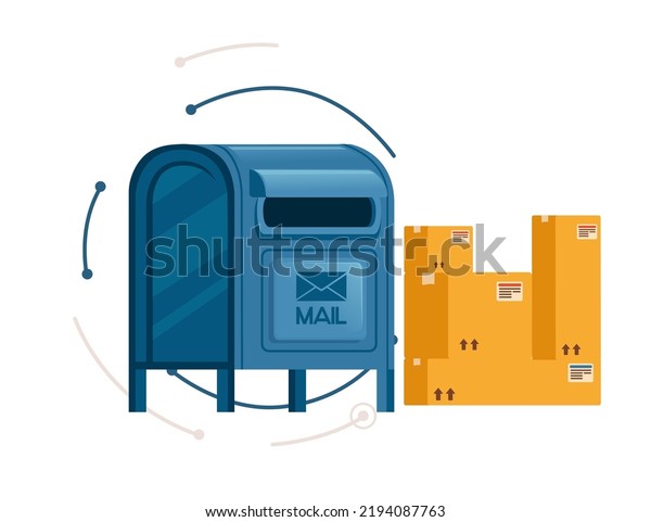 Blue Classic Mailbox Cardboard Boxes Ready Stock Vector (Royalty Free ...