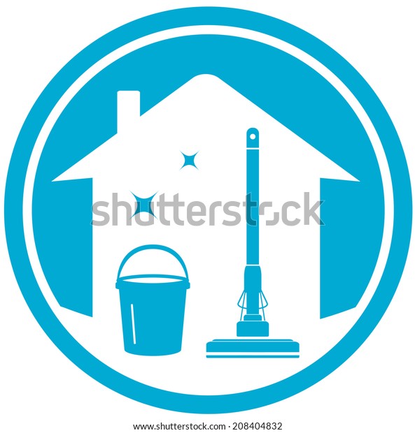 Blue Cleaning House Icon Mop Bucket Stock Vector (Royalty Free) 208404832