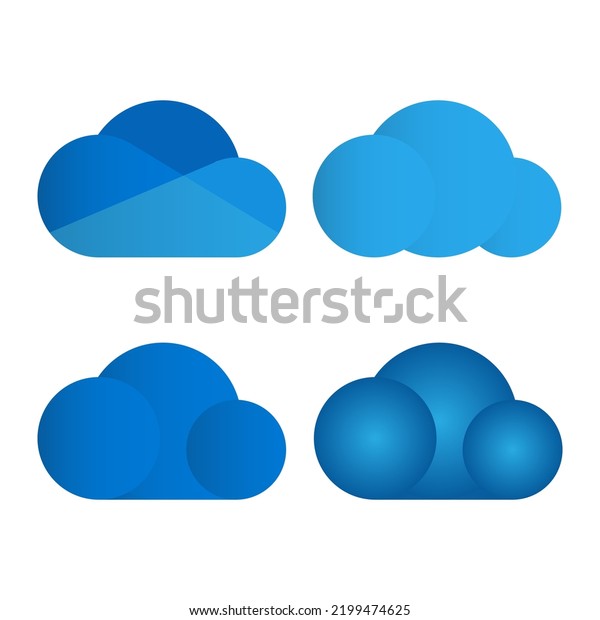 Blue Cloud Icons Cloud Storage Illustration Stock Vector (Royalty Free ...