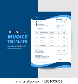 Blue Color Invoice Template Vector Quotation: เวกเตอร์สต็อก (ปลอดค่า ...