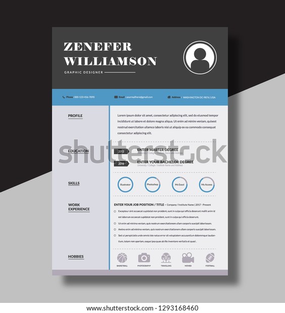Blue Color Job Interview Cv Resume Stock Vector (Royalty Free ...