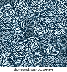 Blue Color Leaf Pattern Design Background Stock Vector (Royalty Free ...