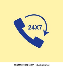 Blue Colored 24x7 Call Icon On Stock Vector (Royalty Free) 393338263