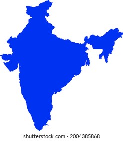 Blue Colored India Outline Map Political Stock Vector (Royalty Free ...