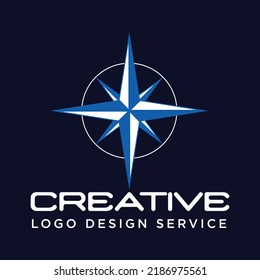 Blue Compass Logo Design Map Icon Stock Vector (Royalty Free ...